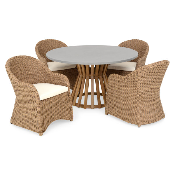 Bay Isle Home Madero Round 4 - Person 135cm Long Teak Dining Set with Cushions | Wayfair.co.uk